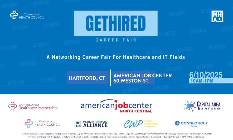 GET HIRED Job Fair on June 10th: Healthcare & Technology at Hartford ...